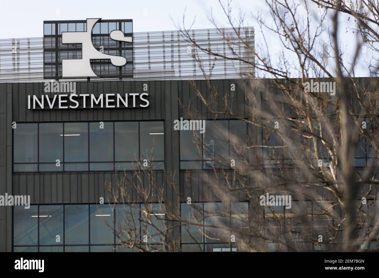 A logo sign outside of the headquarters of FS Investments in ...