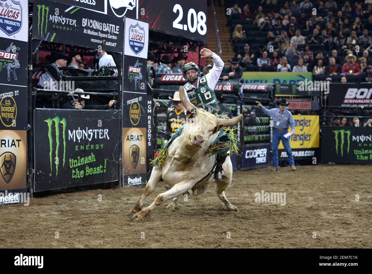 Professional bull rider Cooper Davis from Texas rides a bull named ...