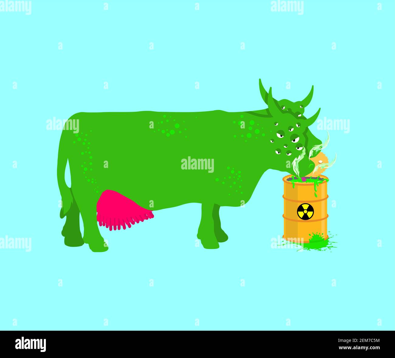 Radioactive cow eats toxic waste from barrel. Toxic farm animals ...
