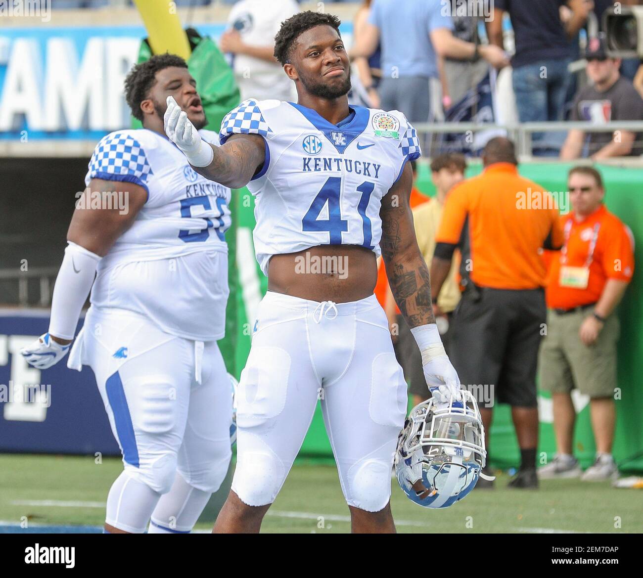 January 1, 2019: Kentucky All-American Josh Allen #41 encourages the ...