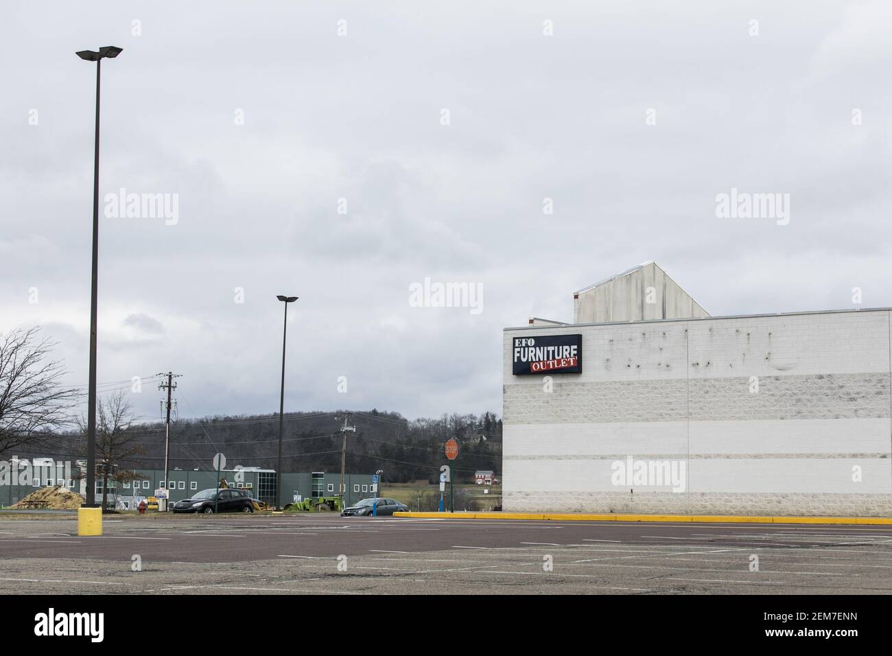 The outline of a logo sign at a closed Sears retail store in Bloomsburg ...