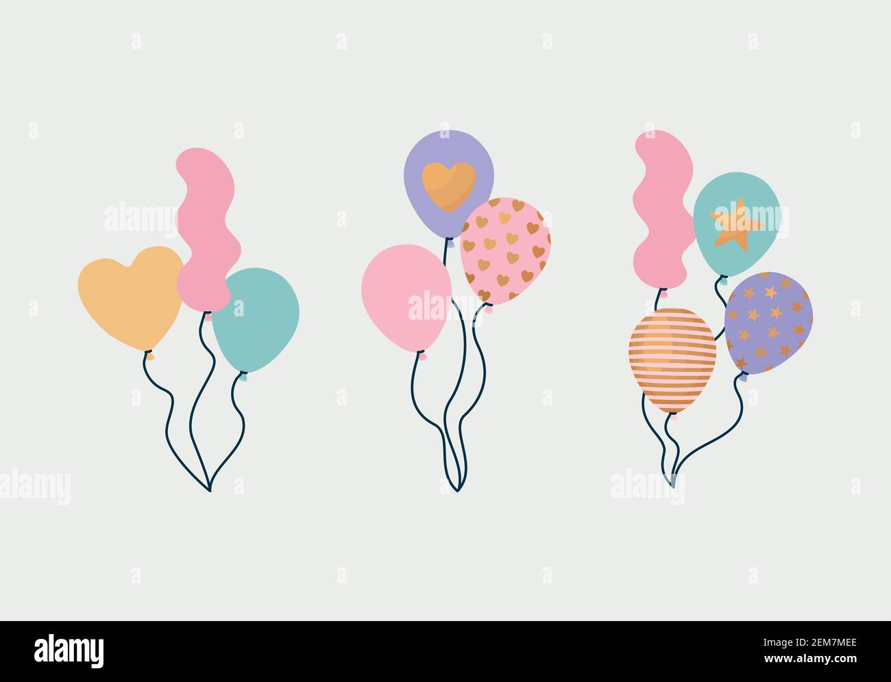 group of three birthday balloons Stock Vector Image & Art - Alamy