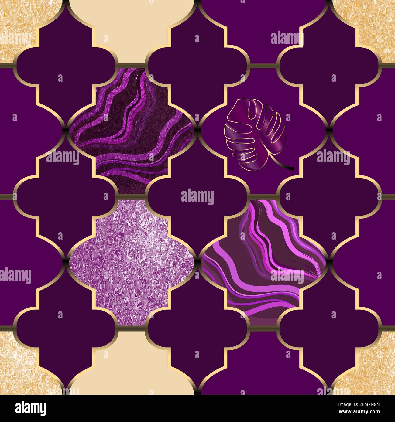 Vector Seamless Luxury Moroccan Pattern. Hand Drawn Marble and Glitter ...