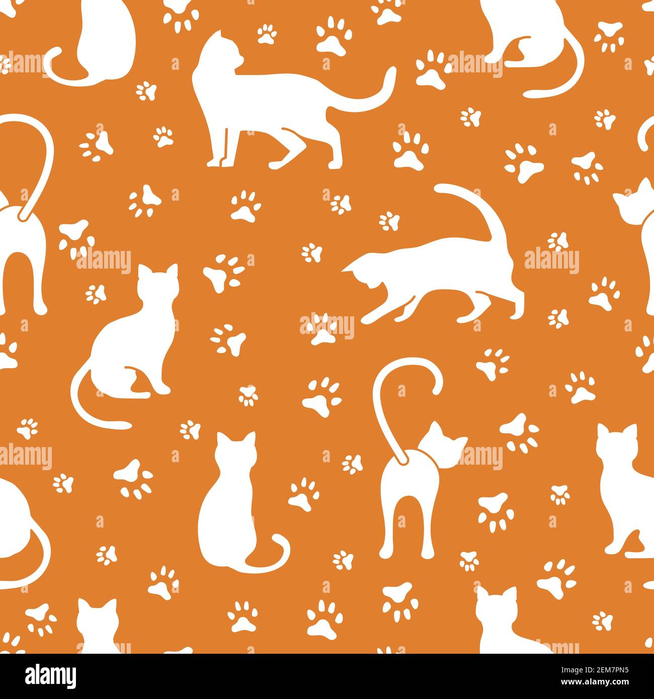 Vector seamless pattern illustration with fun cat. Animal background ...