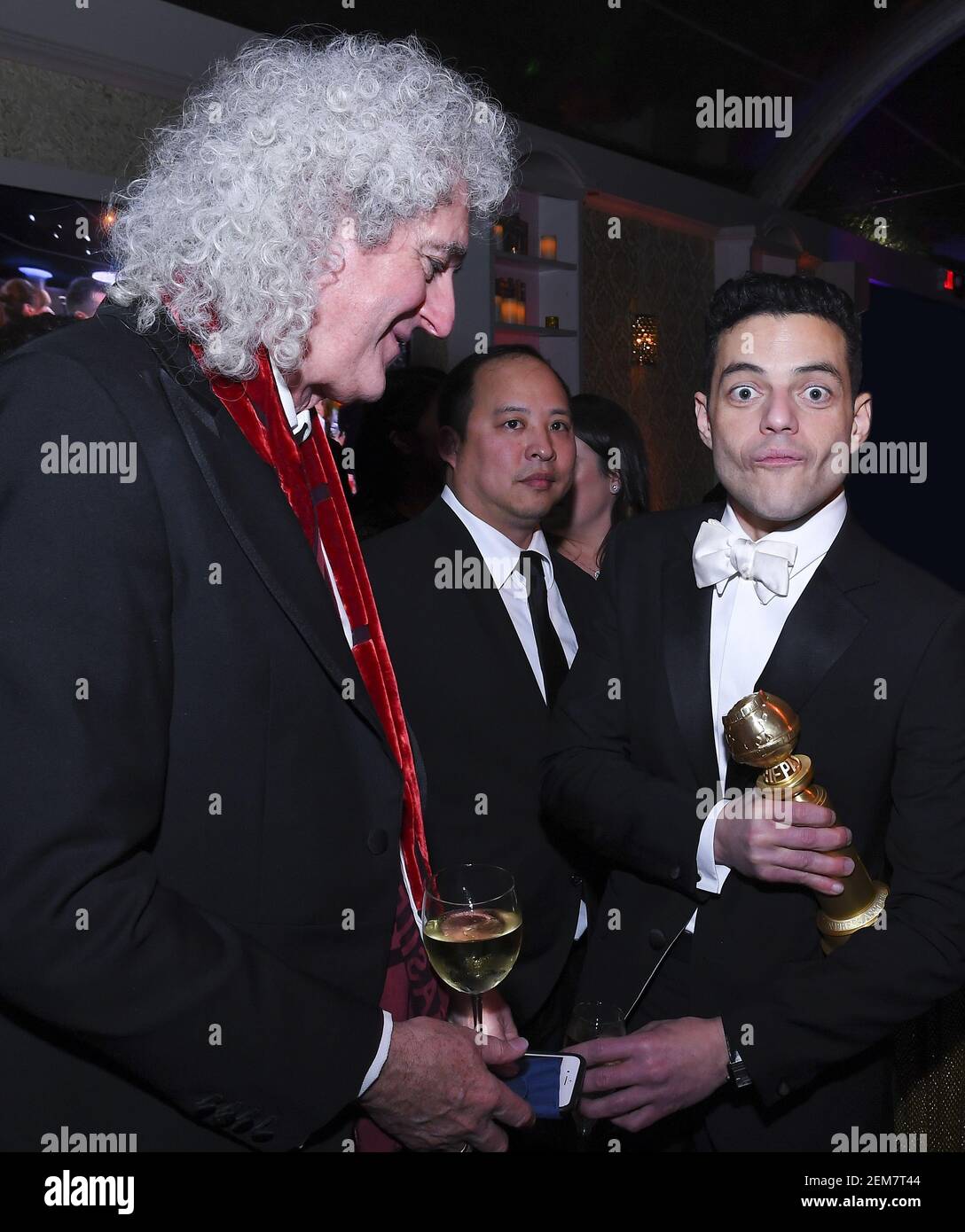 BEVERLY HILLS - JANUARY 6: (L-r) Robert Plant and Rami Malek attend the ...