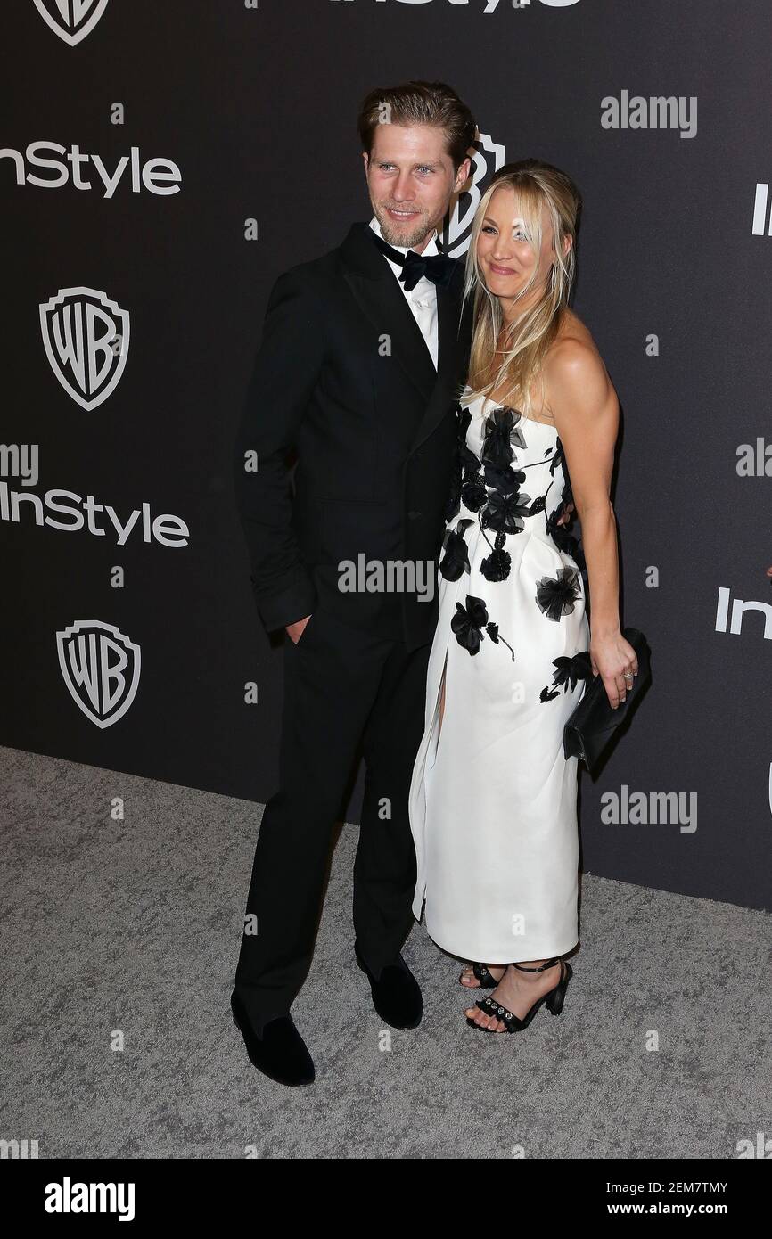 Karl Cook, Kaley Cuoco attend the InStyle And Warner Bros. Golden ...