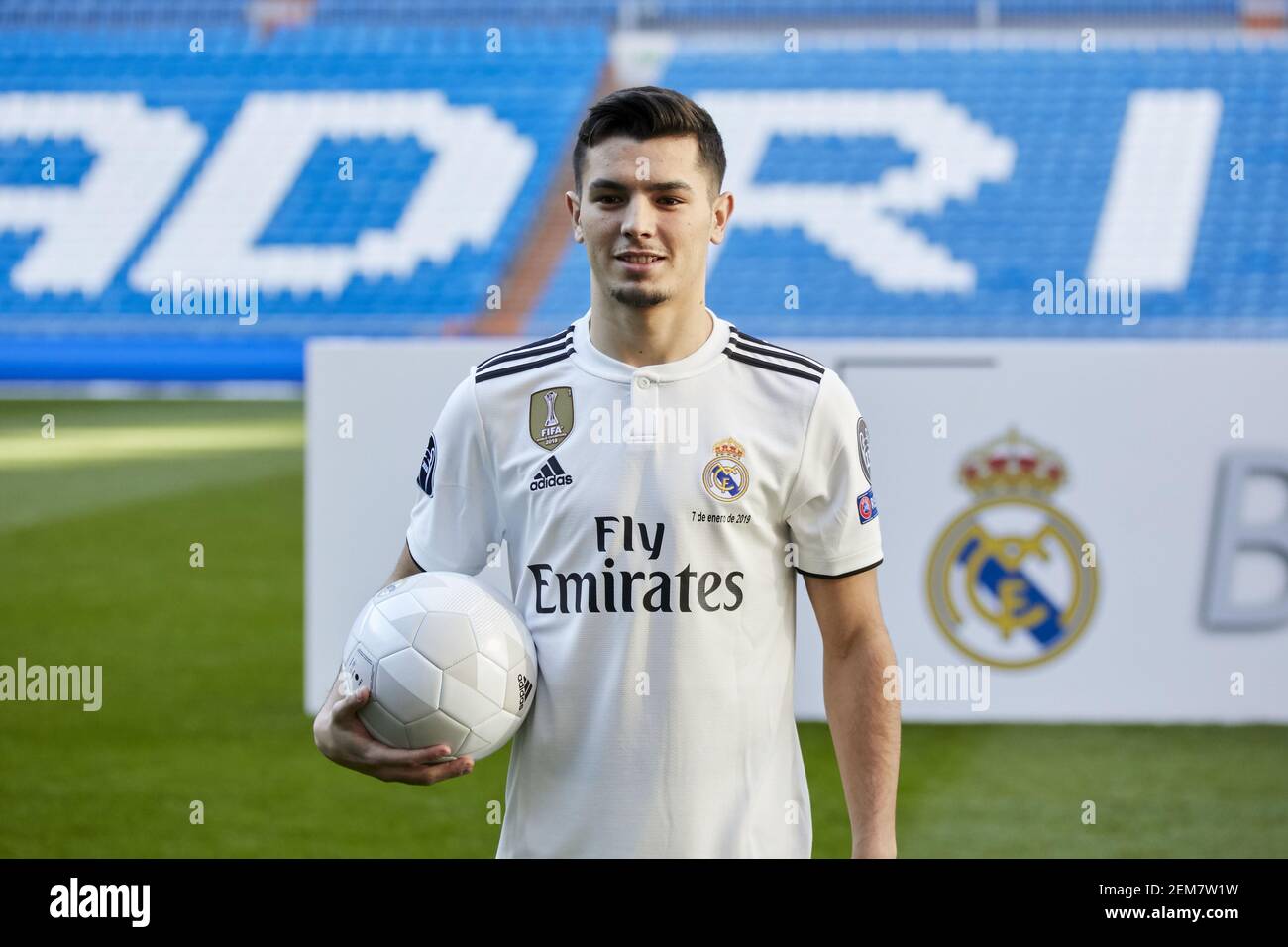 Brahim Diaz during his official presentation as Real Madrid's football ...