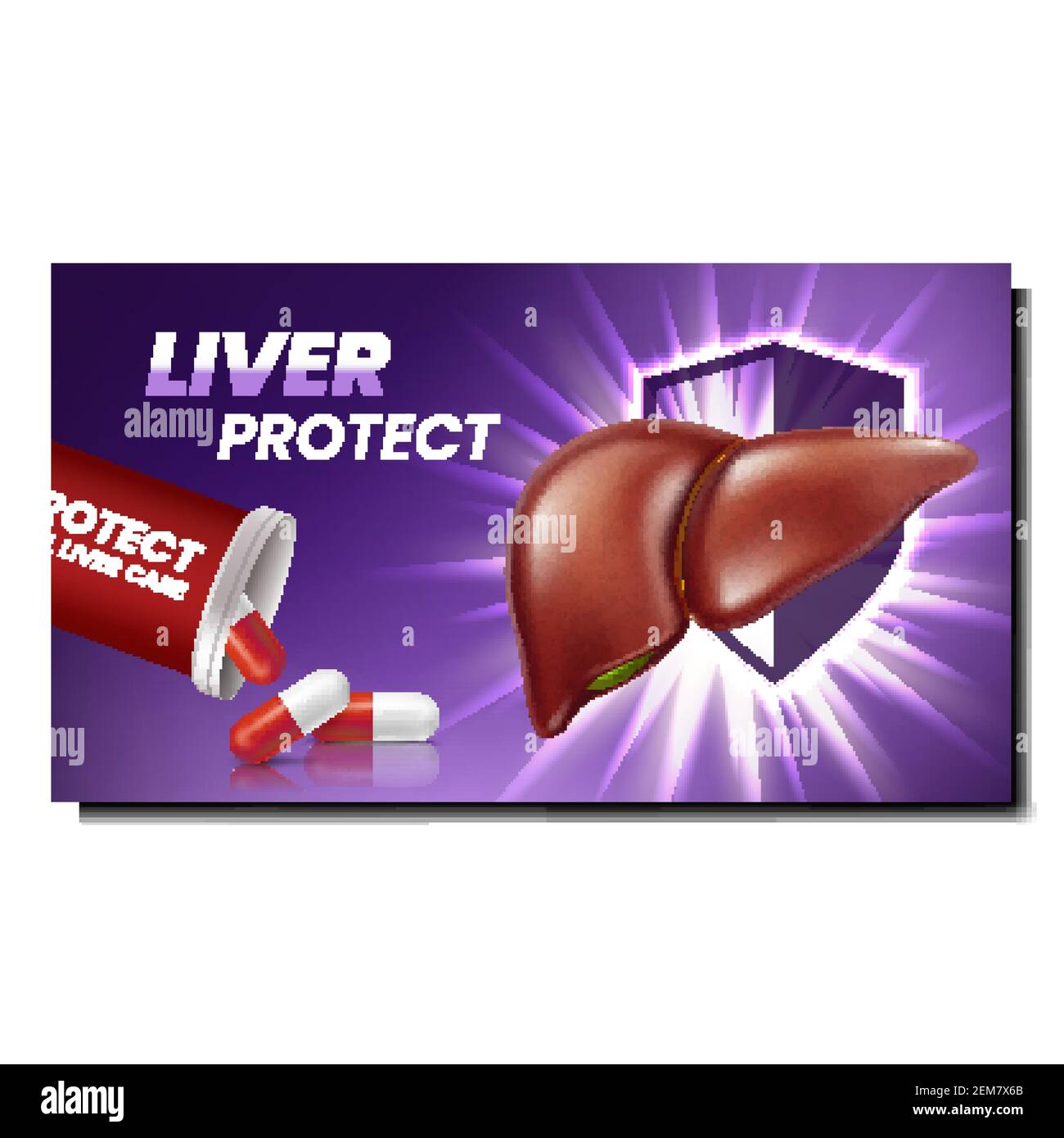 Liver Protect Medicaments Promotion Poster Vector Stock Vector Image ...