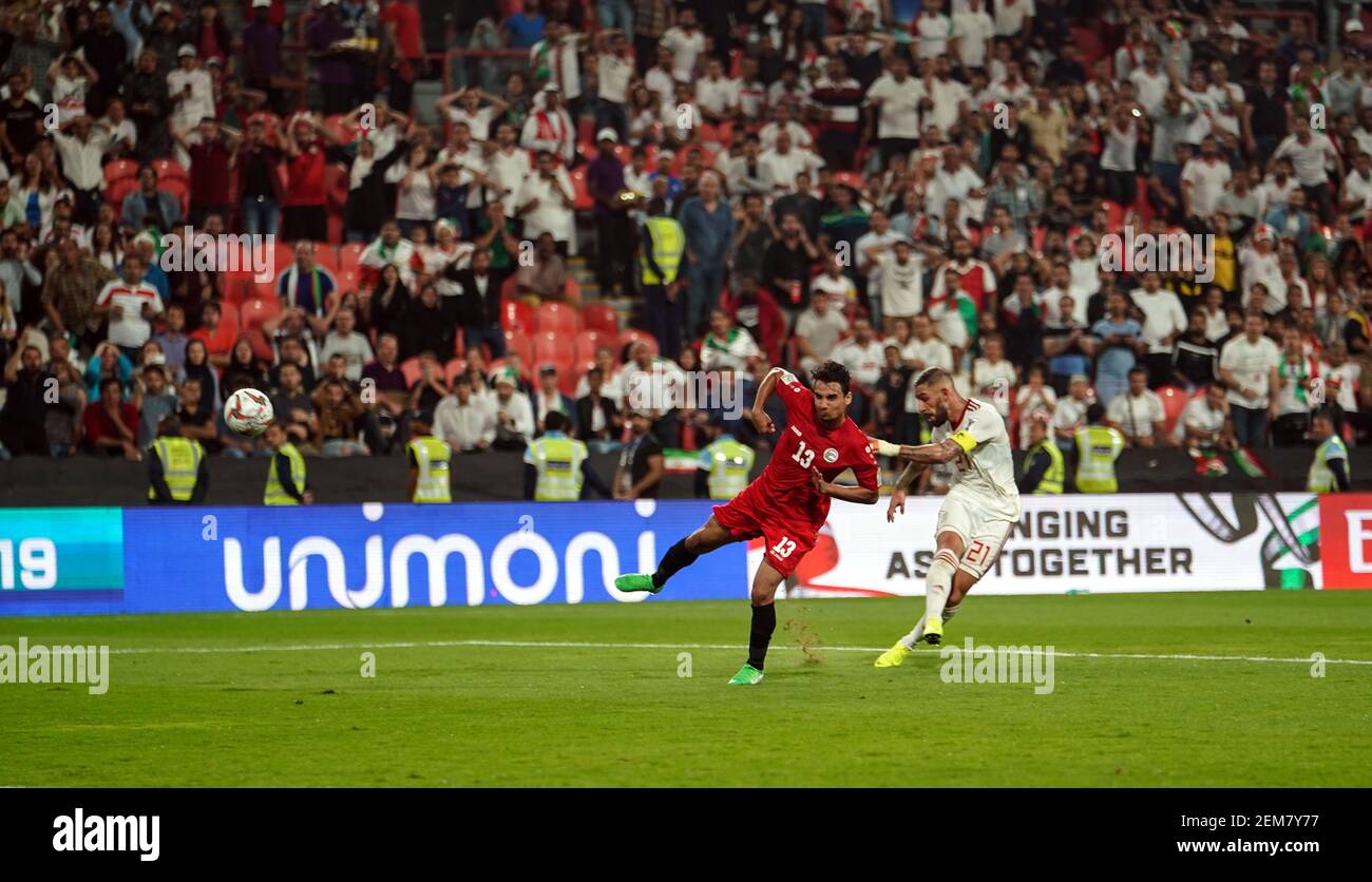 January 7, 2019 : Ashkan Dejagah of Iran shooting on goal during Iran v ...