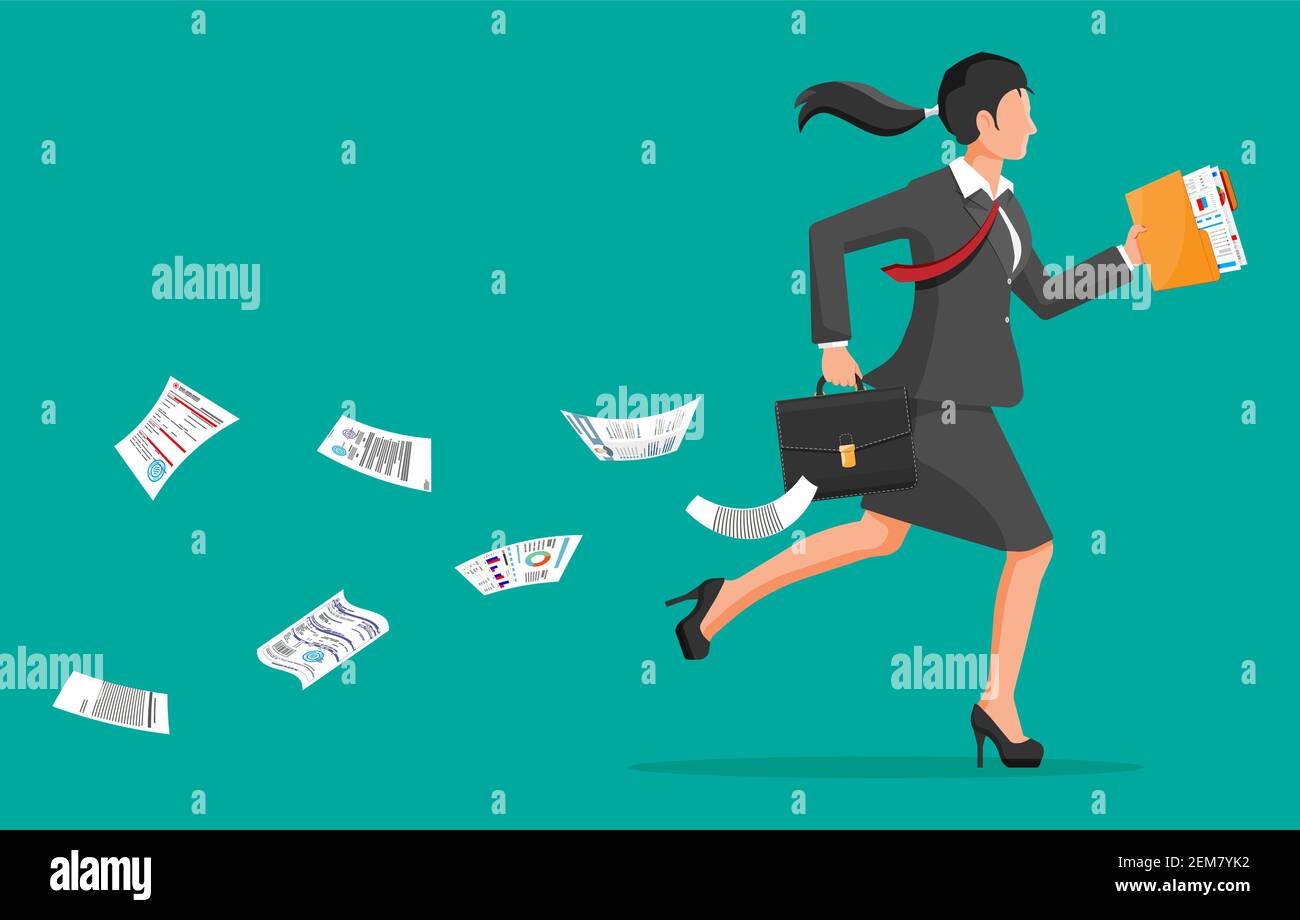 Rushing woman waving Stock Vector Images - Alamy