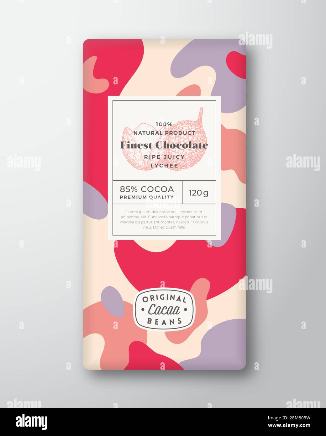 Lychee Chocolate Label. Abstract Shapes Vector Packaging Design Layout ...