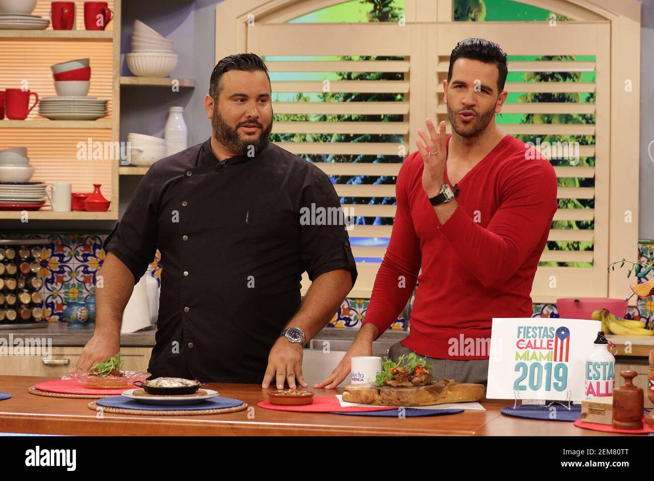 MIAMI, FL - JAN 7: Chef Jose Mendin and Chef Yisus are seen during ...