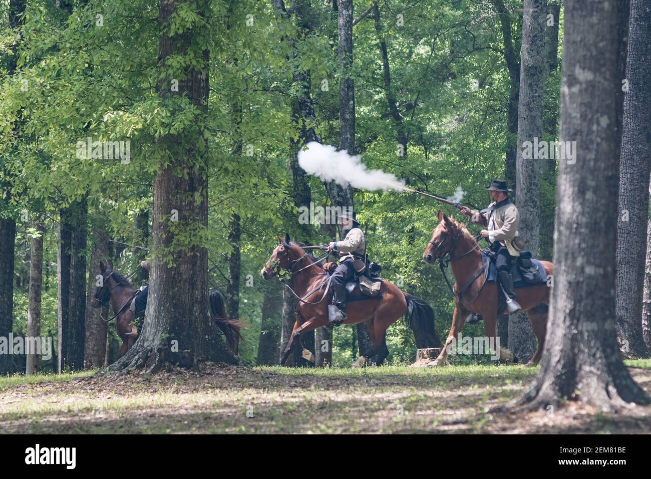 Marbury, Alabama/USA-April 28, 2018: Confederates mounted on horseback ...