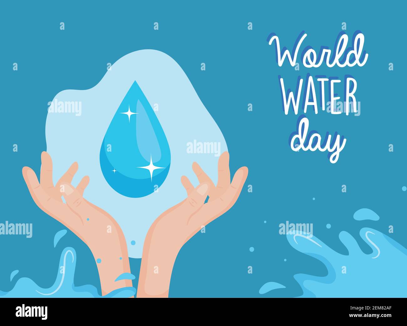 Water day with drop between hands design, Environment save nature and ...