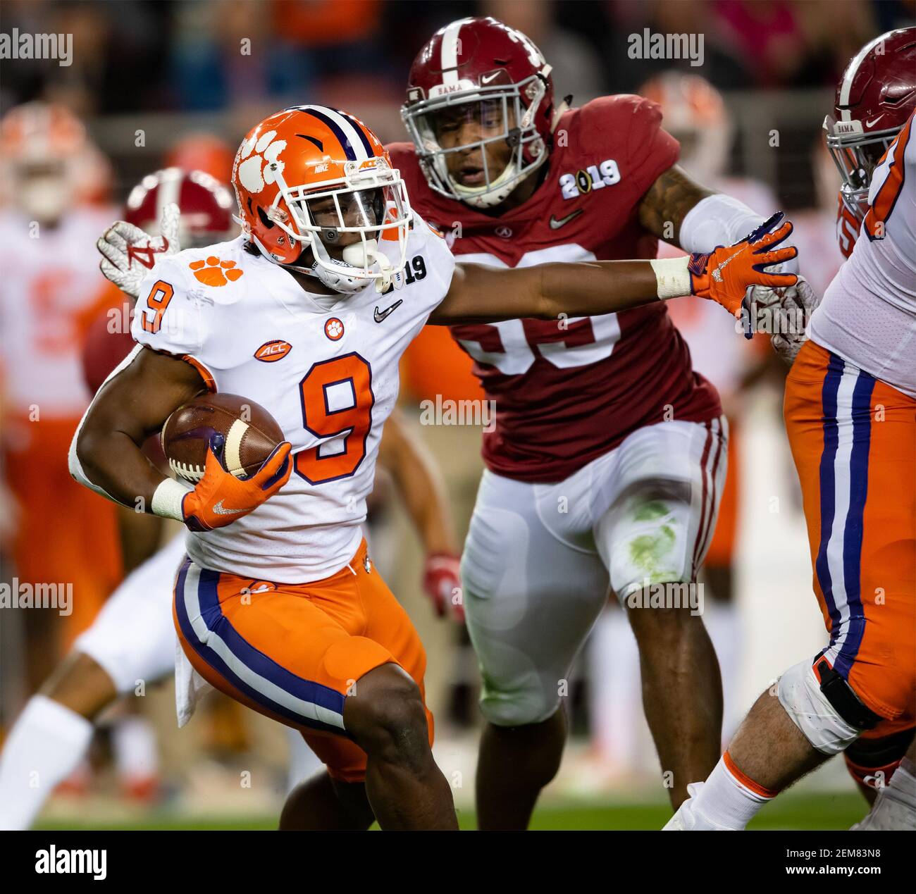 January 07, 2019: Clemson Tigers running back Travis Etienne (9) puts ...