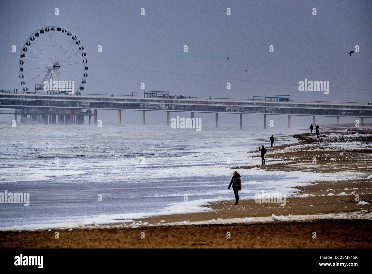 Storm hits the sea town of Scheveningen, Netherlands on January 8, 2018 ...