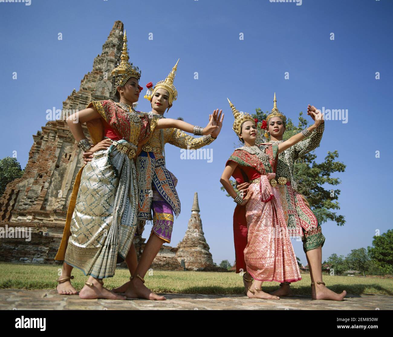 Asia, Thailand, Ayutthaya, portrait of Thai traditional Lakhon and Khon ...