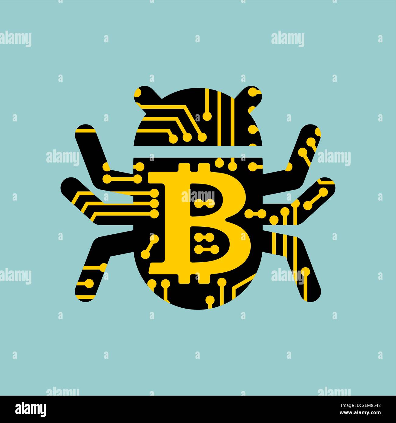 Bitcoin virus bug. Digital currency computer virus Stock Vector Image ...