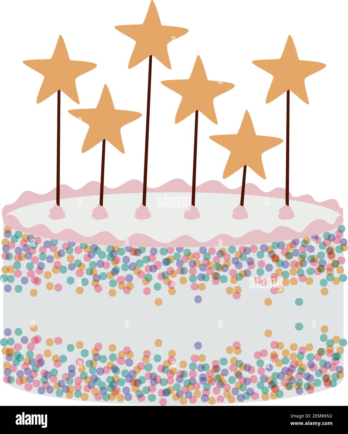 birthday cake with yellow stars on a white background Stock Vector ...