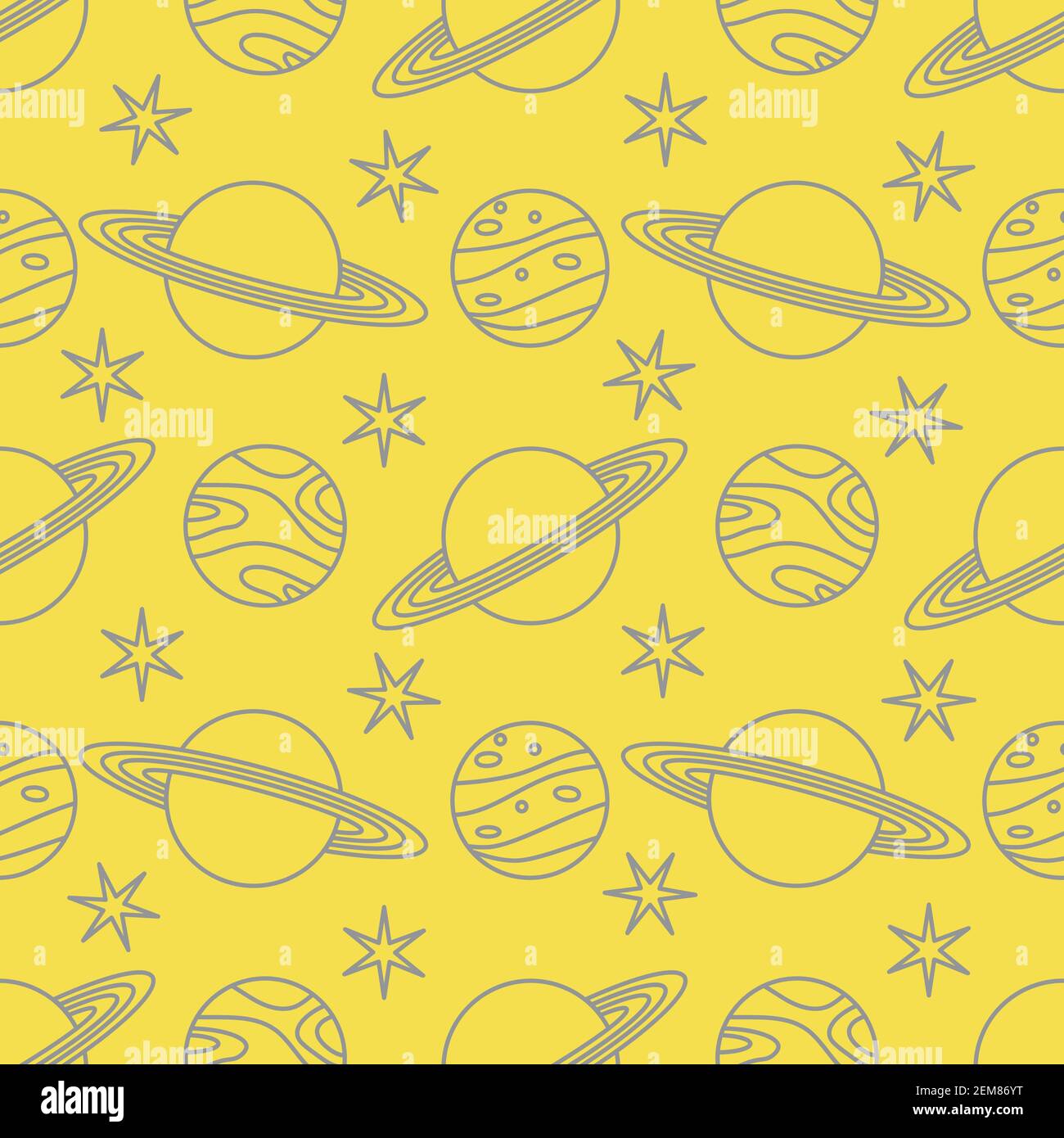 Seamless vector pattern with planets, Saturn, stars. Space exploration ...