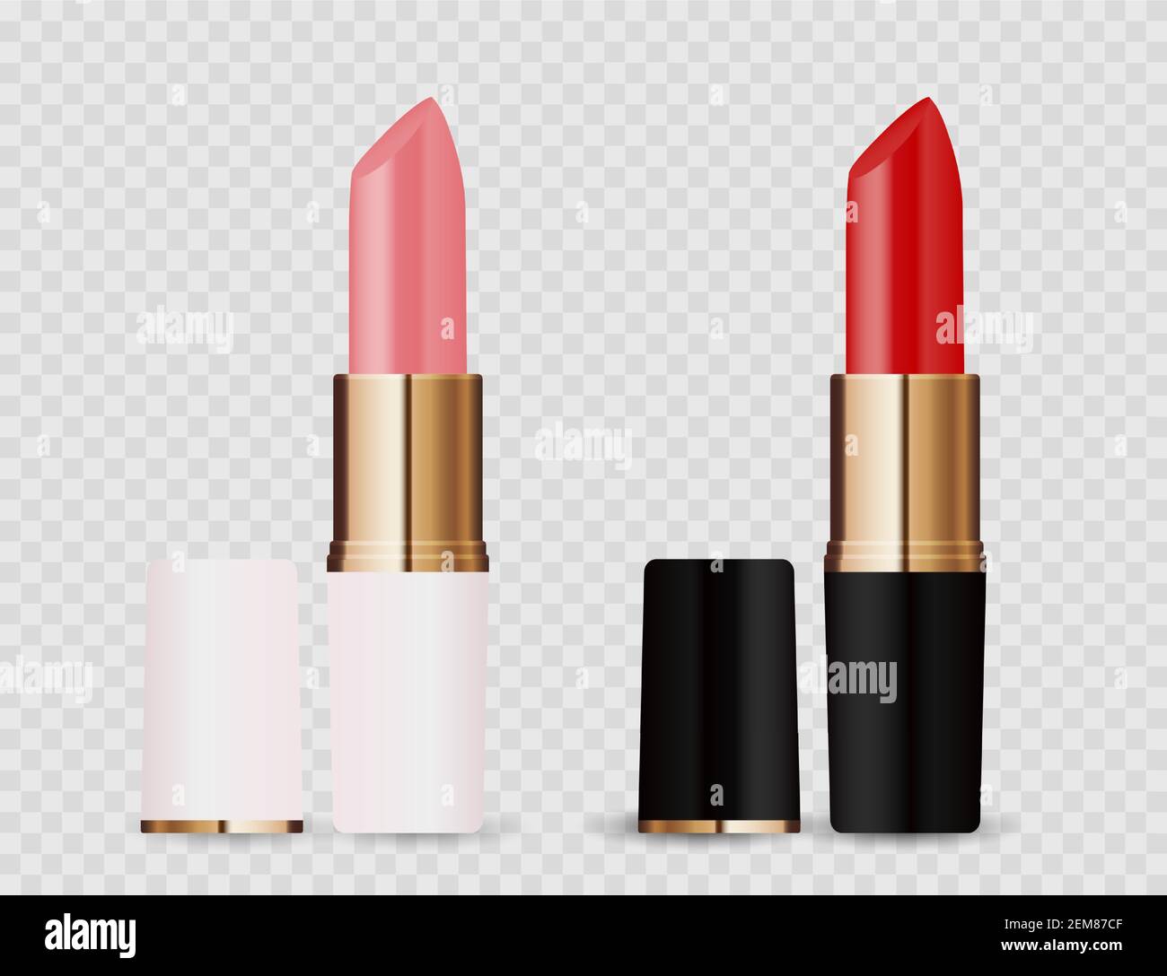 Realistic 3D light pink and red lipstick icon isolated on transparent ...