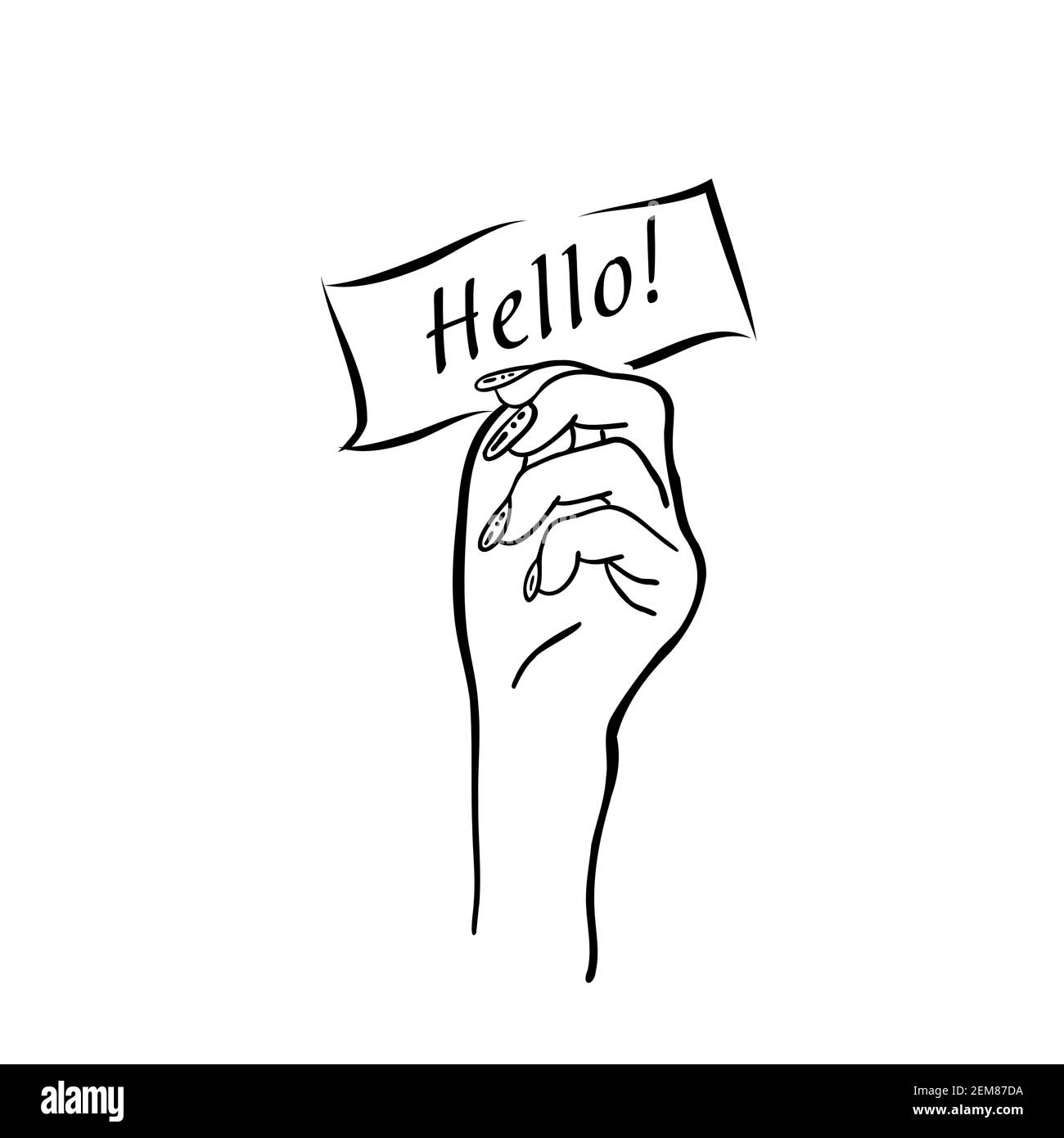 A woman's hand holds a sign. Vector illustration Stock Vector Image ...