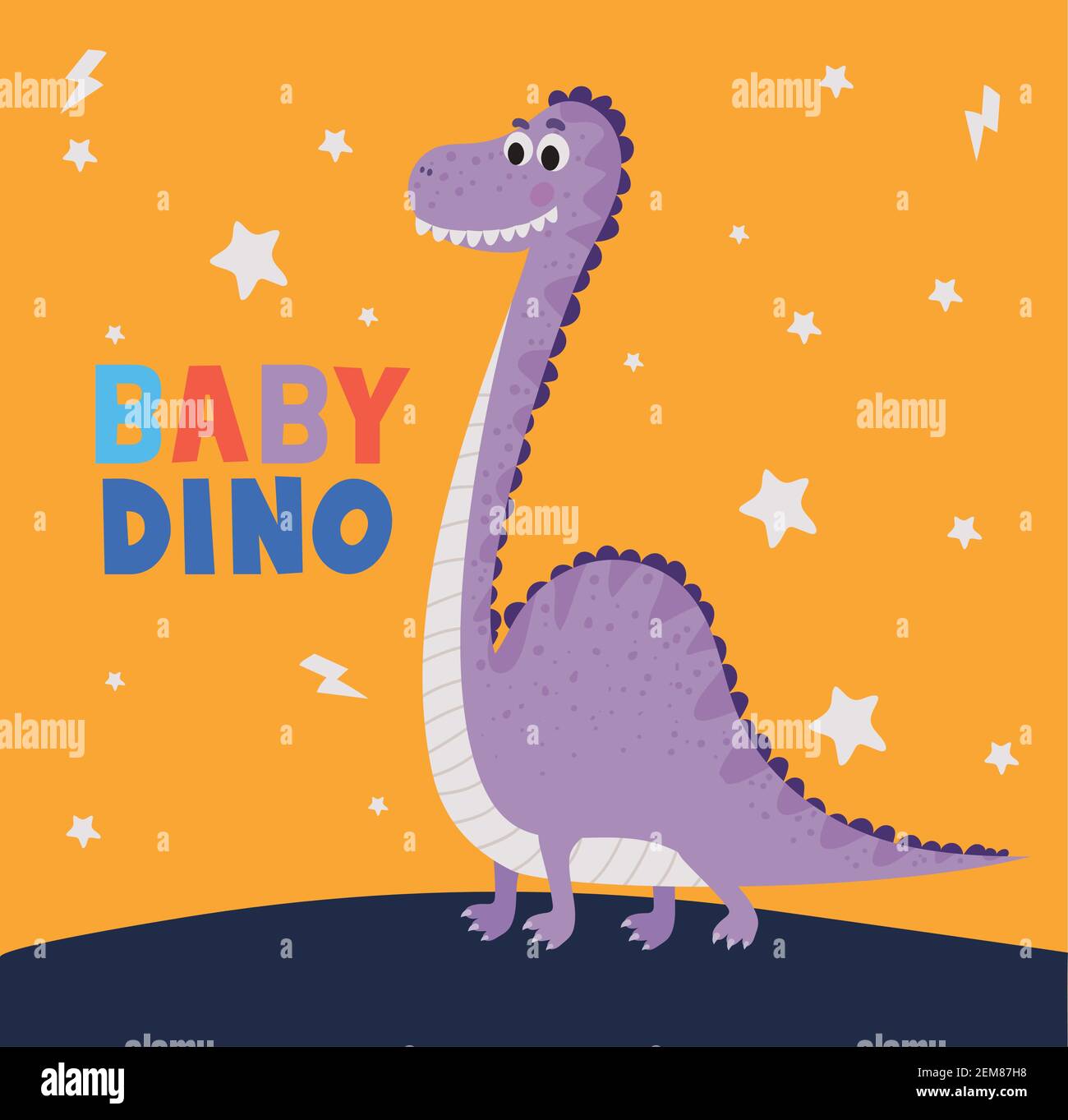 baby dino lettering and one kids illustration of a purple dinosaur ...