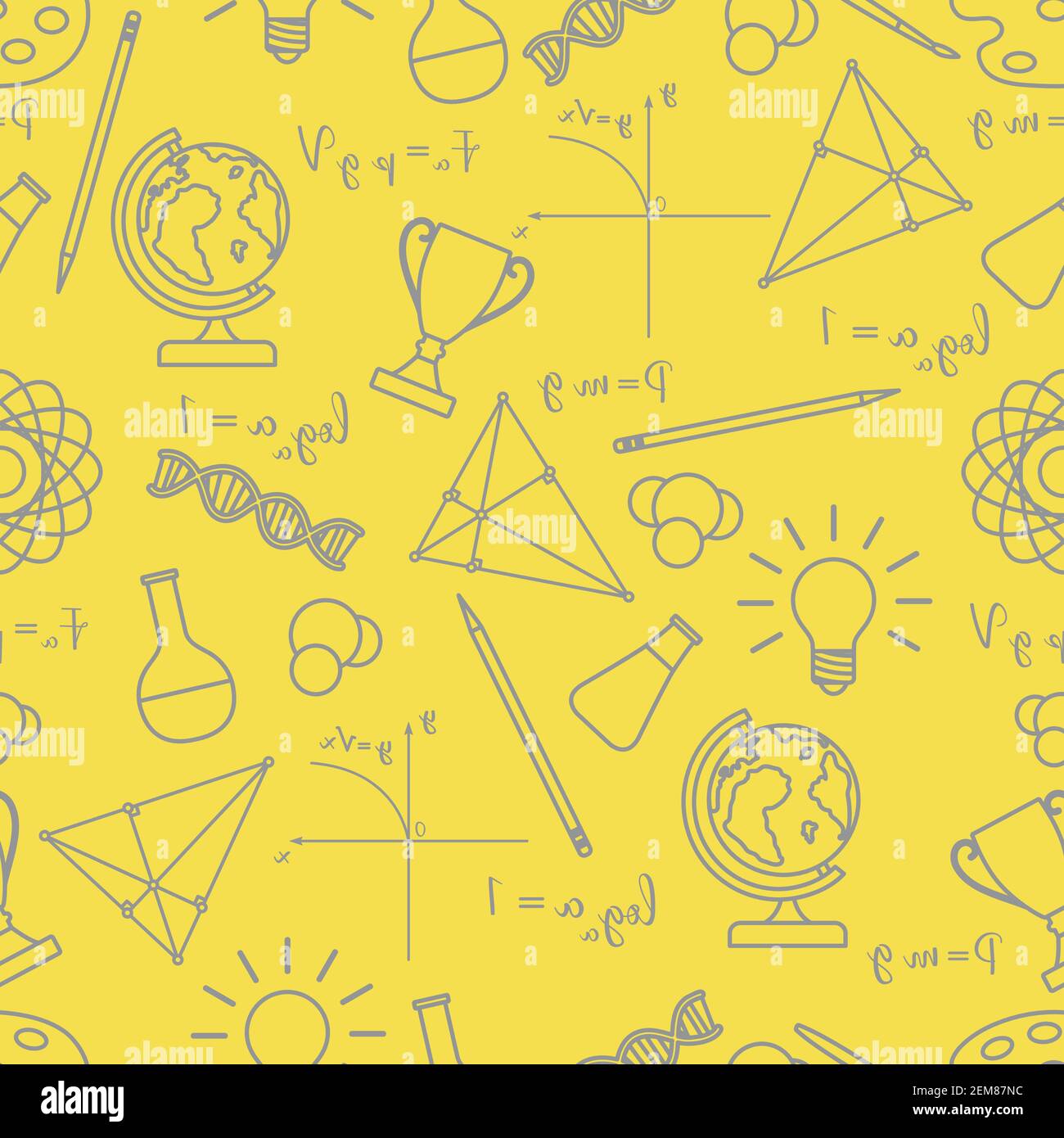Vector seamless pattern with scientific, education elements: globe ...