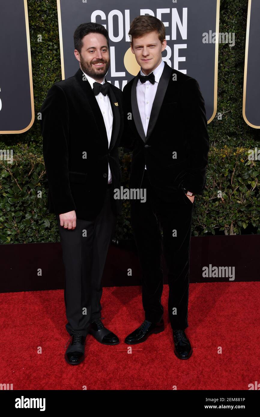 Garrard Conley and Lucas Hedges at the 76th Golden Globe Awards during ...