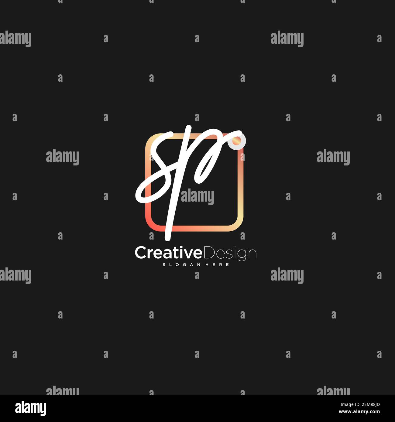 SP Initial Letter handwriting logo hand drawn colorful box vector, logo ...