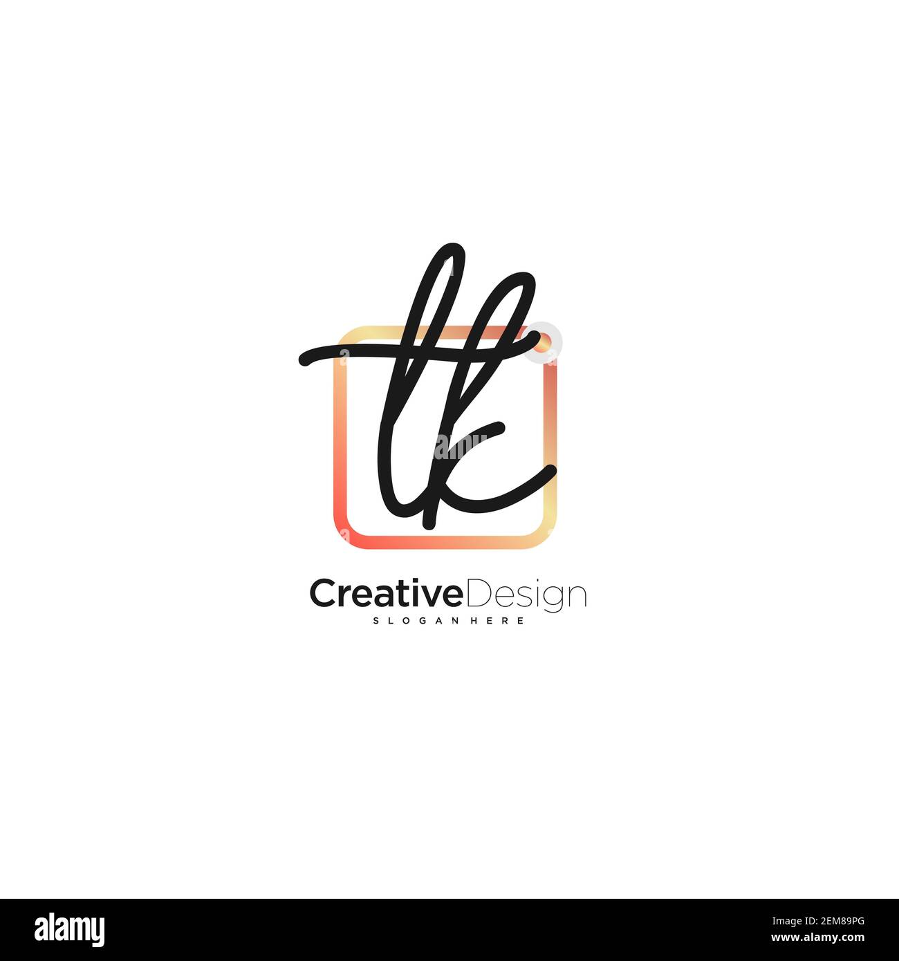 TK Initial Letter handwriting logo hand drawn colorful box vector, logo ...