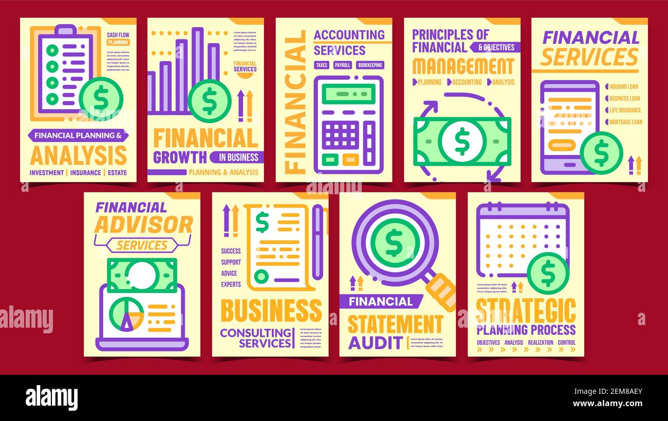 Financial Accounting Promo Posters Set Vector Stock Vector Image & Art ...