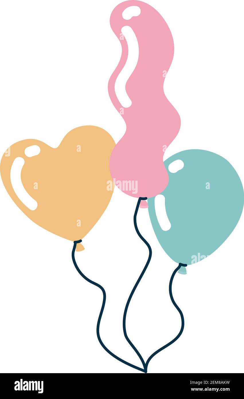 set of three birthday balloons on a white background Stock Vector Image ...