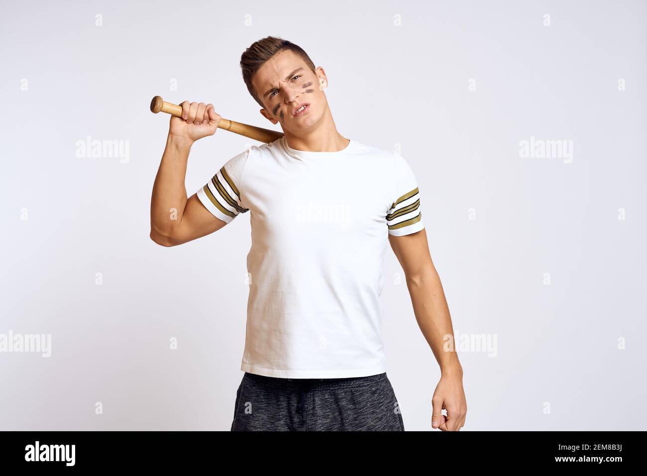 Sportive man self confidence workout baseball bat Stock Photo - Alamy