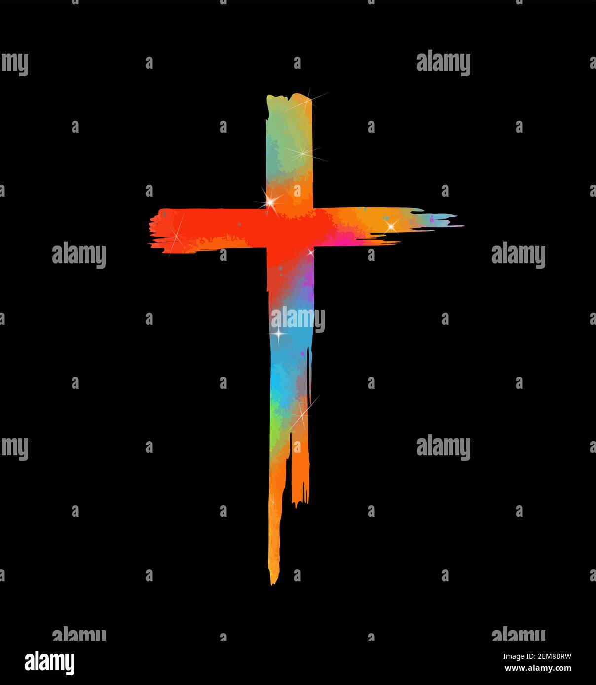 Multi-colored cross. Cross made of rainbow blots. Vector illustration ...