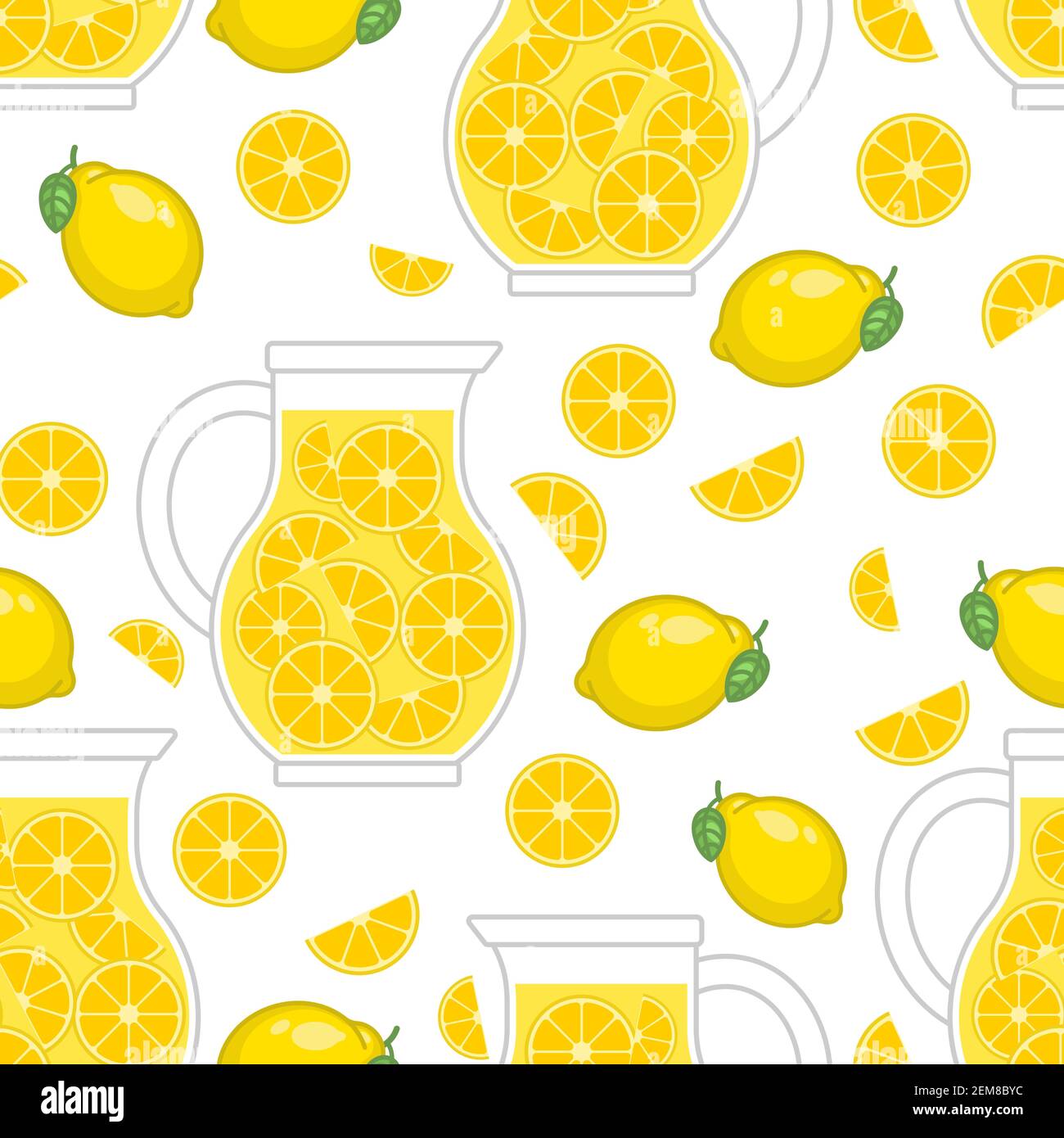 Lemonade in jug pattern seamless. lemon background. vector texture ...