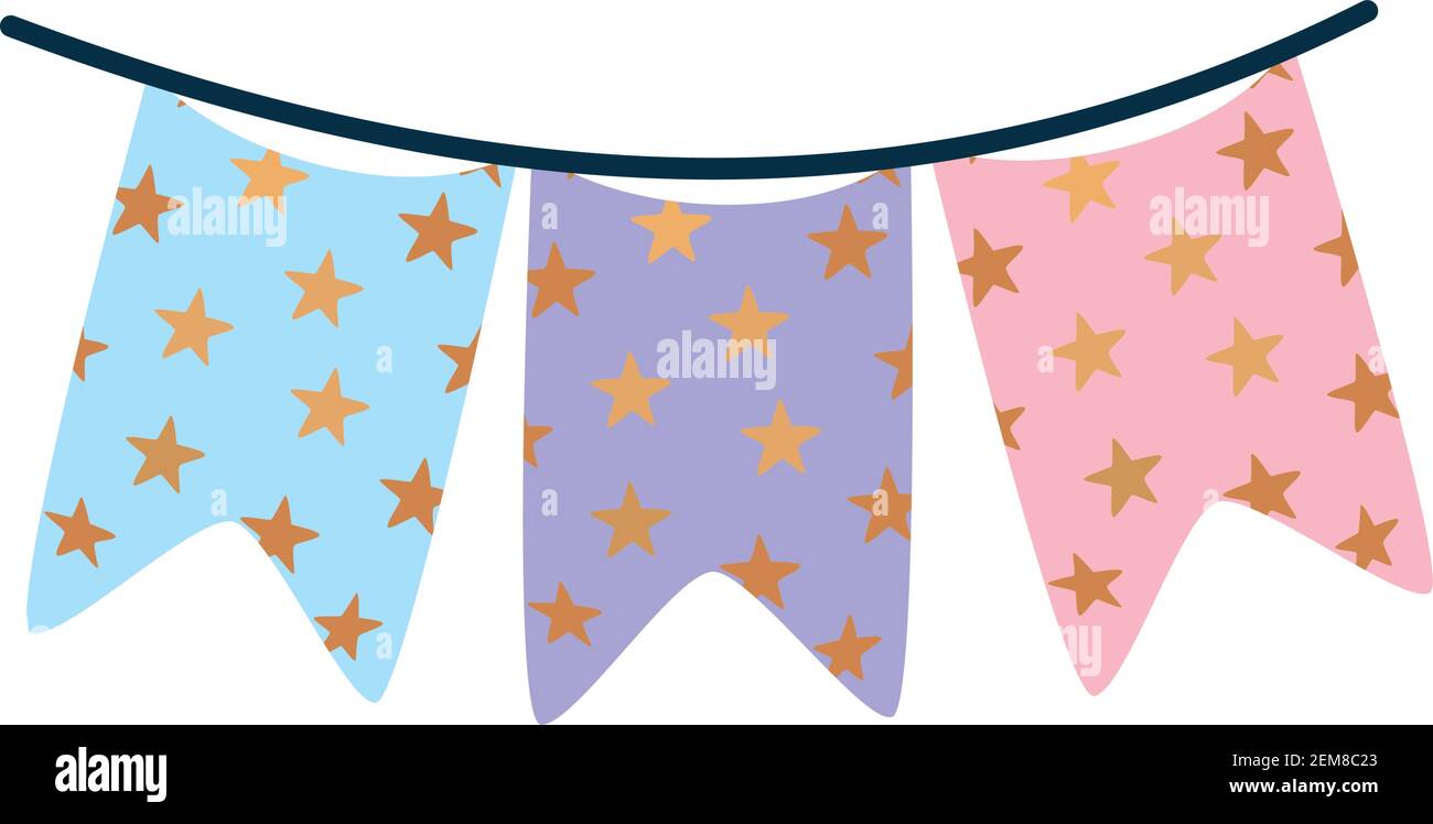 garland with bundle of stars on a white background Stock Vector Image ...