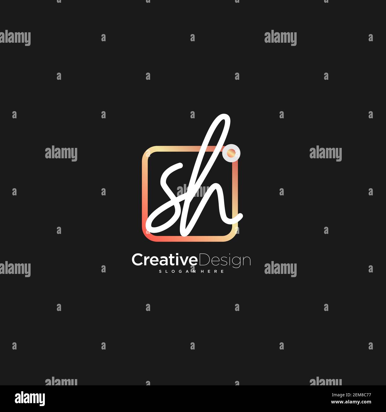 SH Initial Letter handwriting logo hand drawn colorful box vector, logo ...