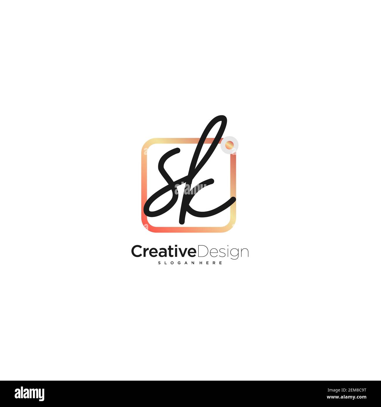 SK Initial Letter handwriting logo hand drawn colorful box vector, logo ...
