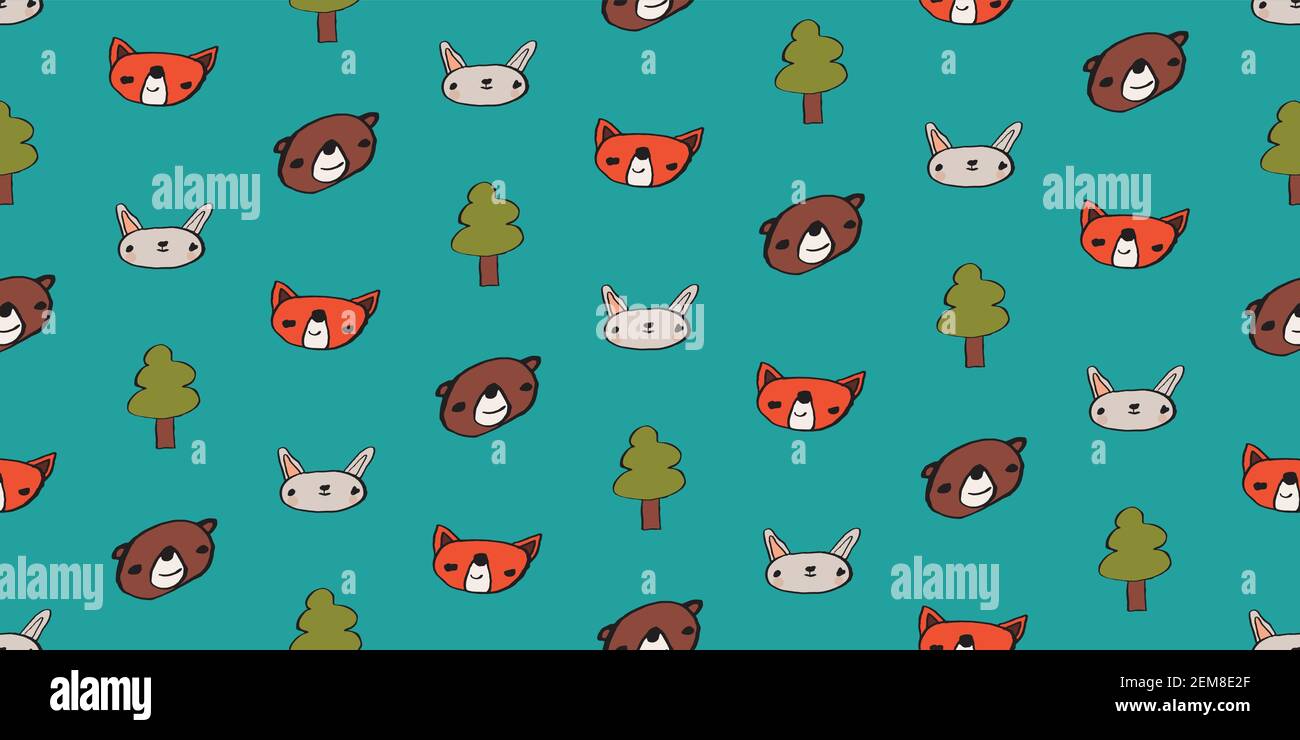 woodland animals seamless vector pattern Stock Vector Image & Art - Alamy