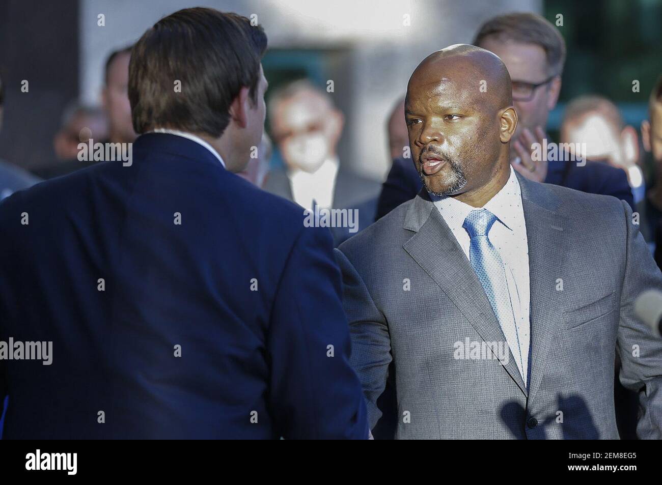 Florida Governor Ron DeSantis shakes hands with former Coral Springs ...