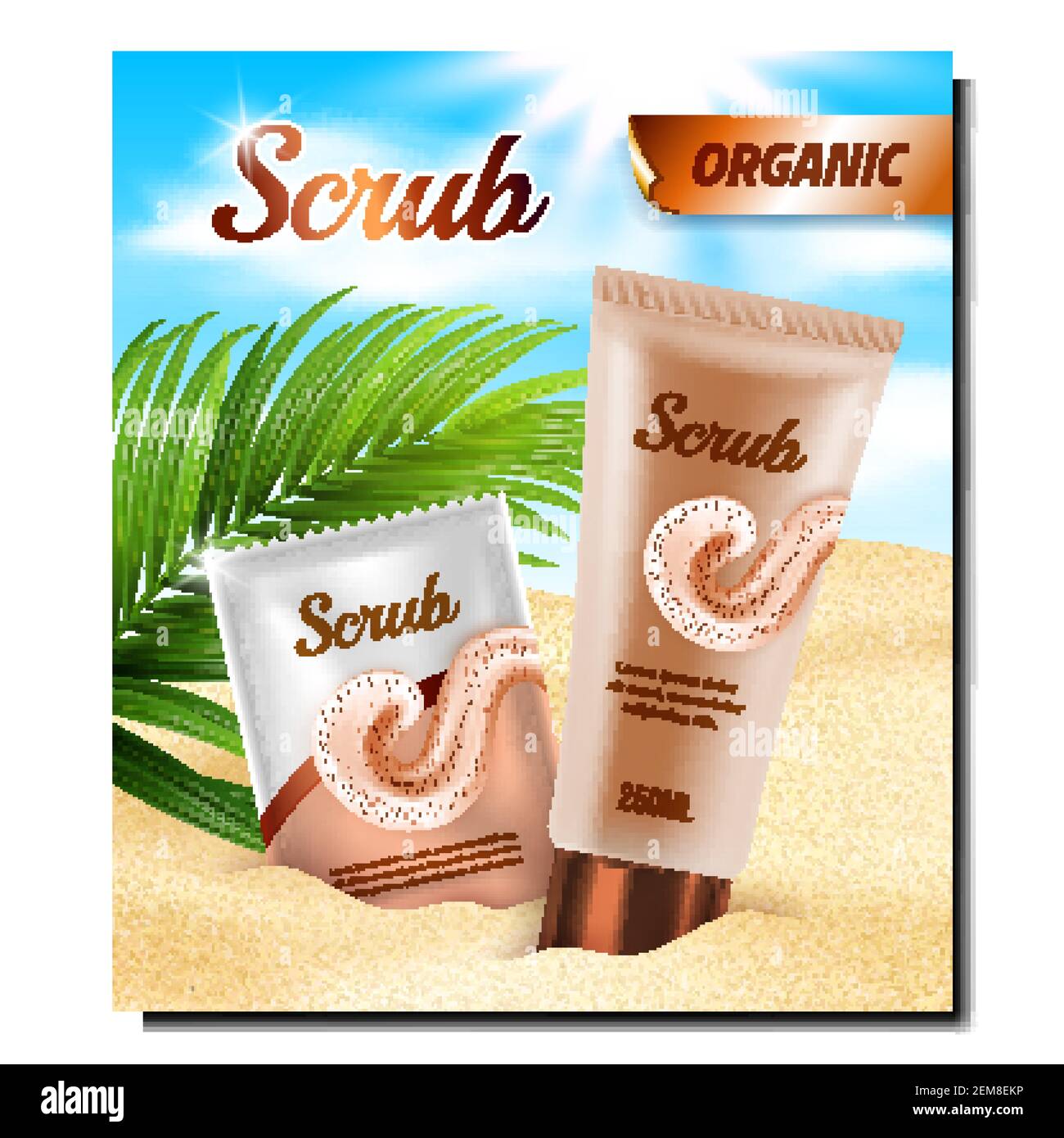 Scrub Organic Cosmetics Promotional Poster Vector Stock Vector Image ...
