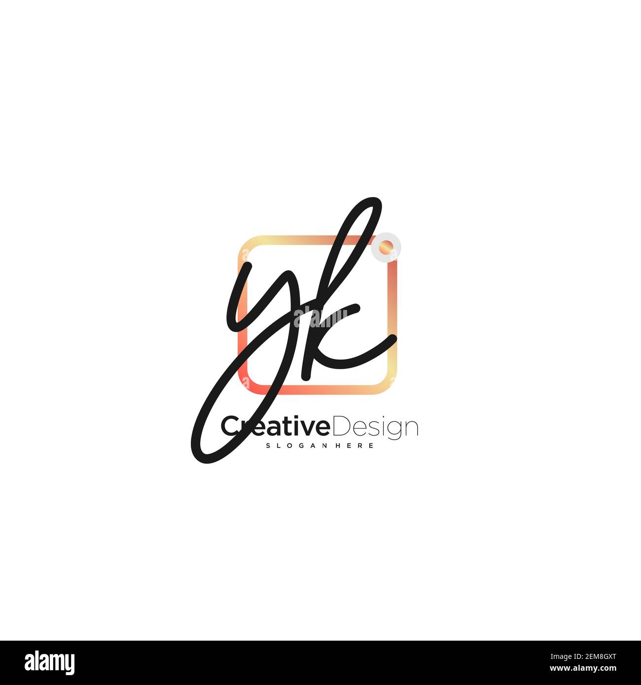 YK Initial Letter handwriting logo hand drawn colorful box vector, logo ...