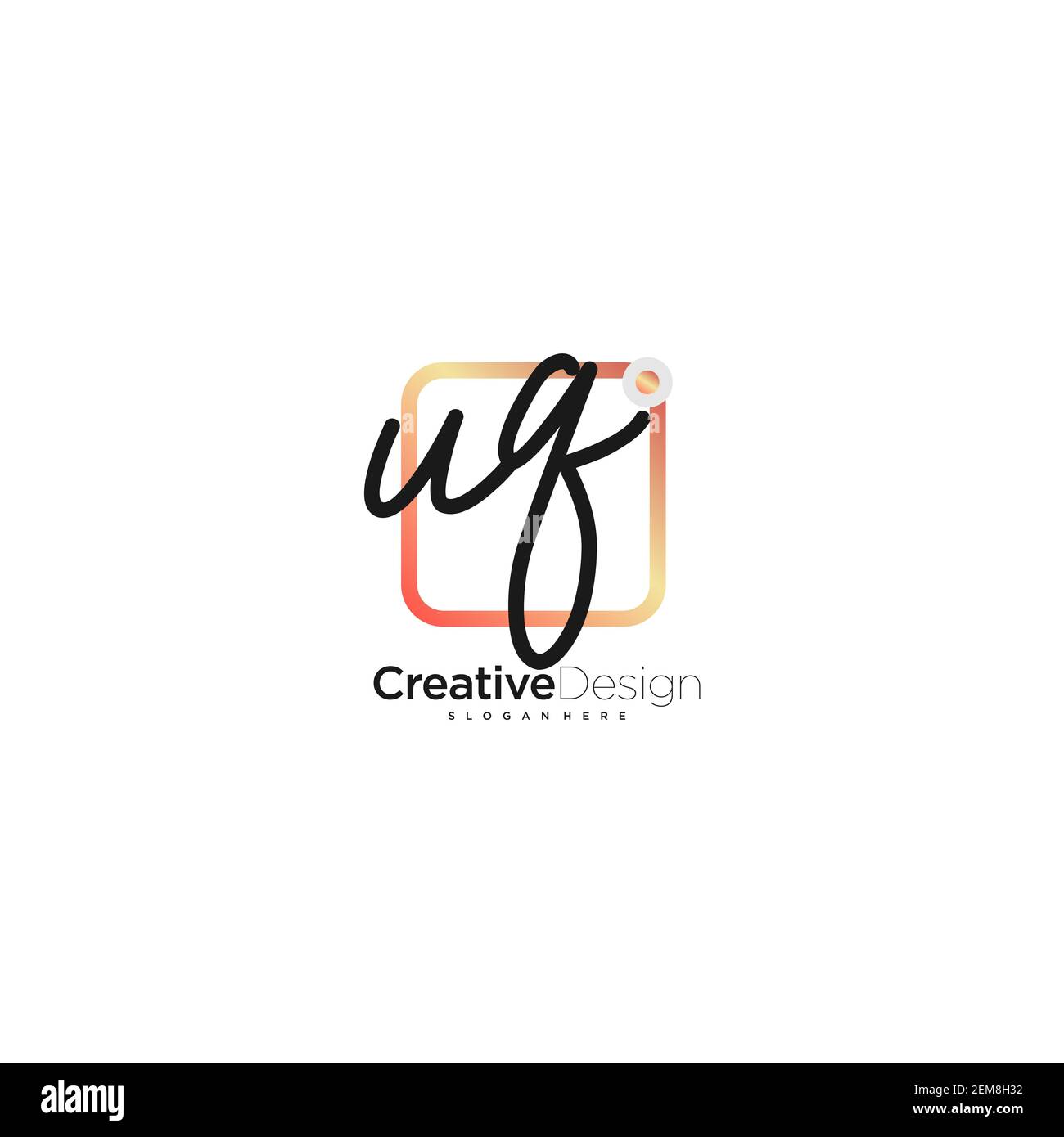 UQ Initial Letter handwriting logo hand drawn colorful box vector, logo ...