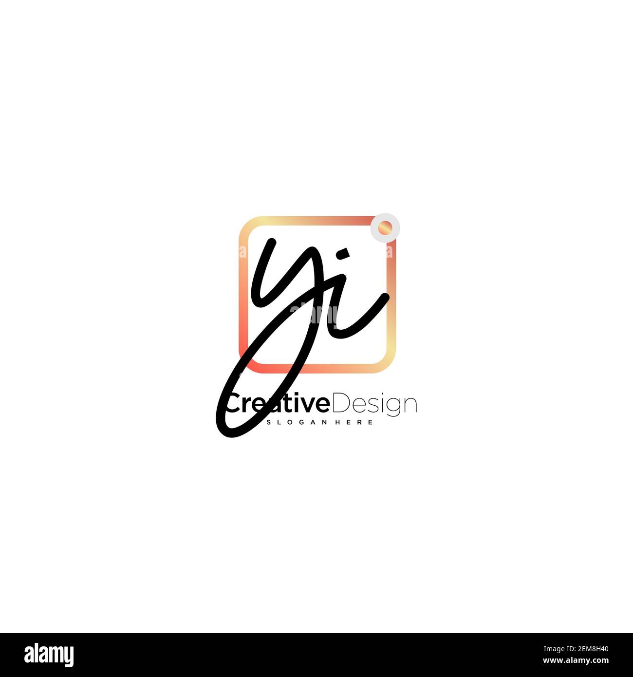 YI Initial Letter handwriting logo hand drawn colorful box vector, logo ...