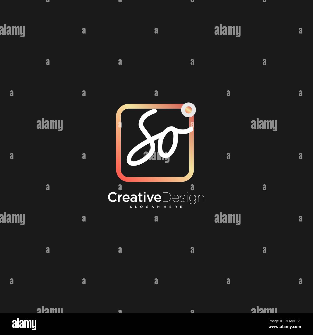 SO Initial Letter handwriting logo hand drawn colorful box vector, logo ...