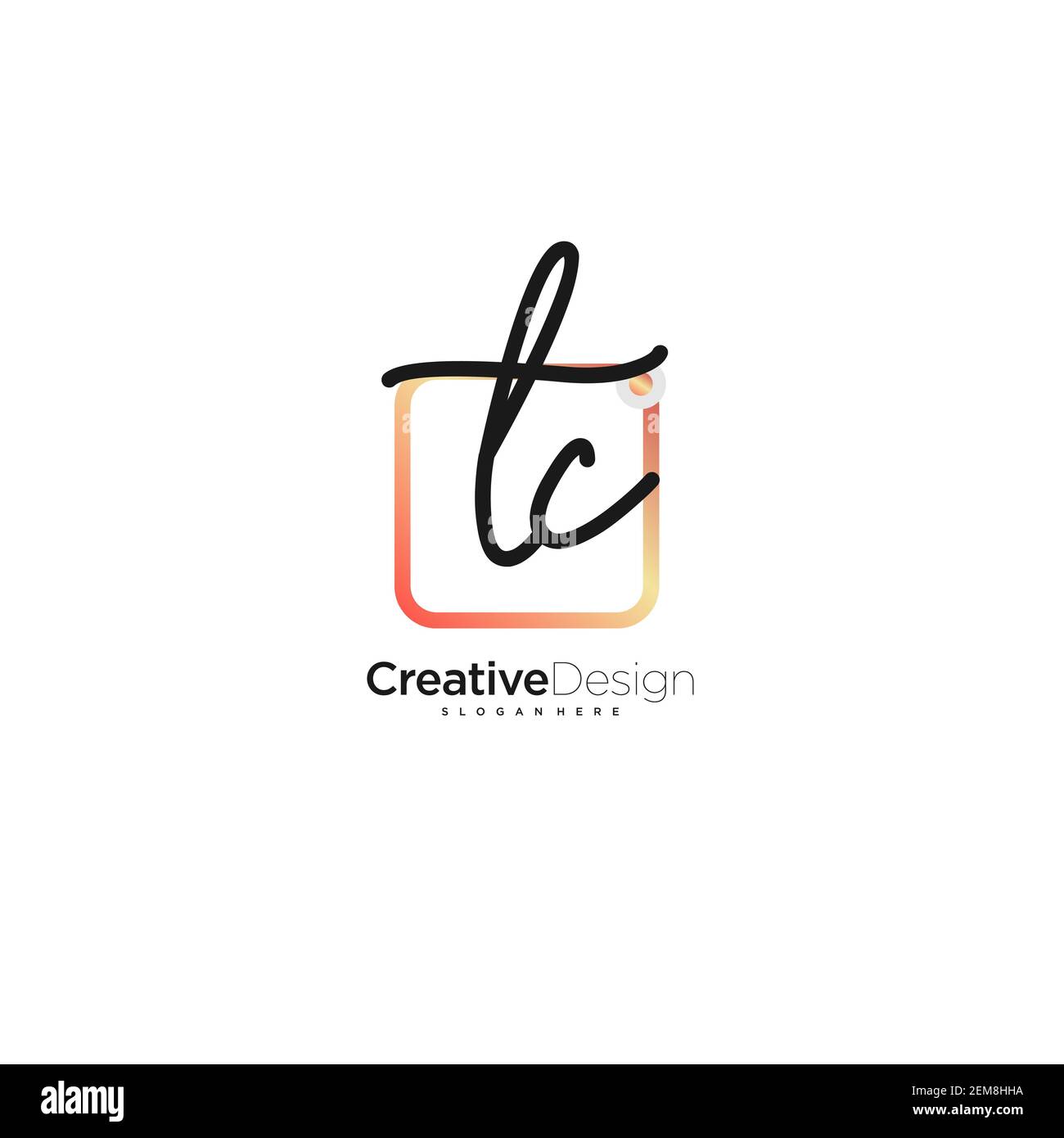 TC Initial Letter handwriting logo hand drawn colorful box vector, logo ...