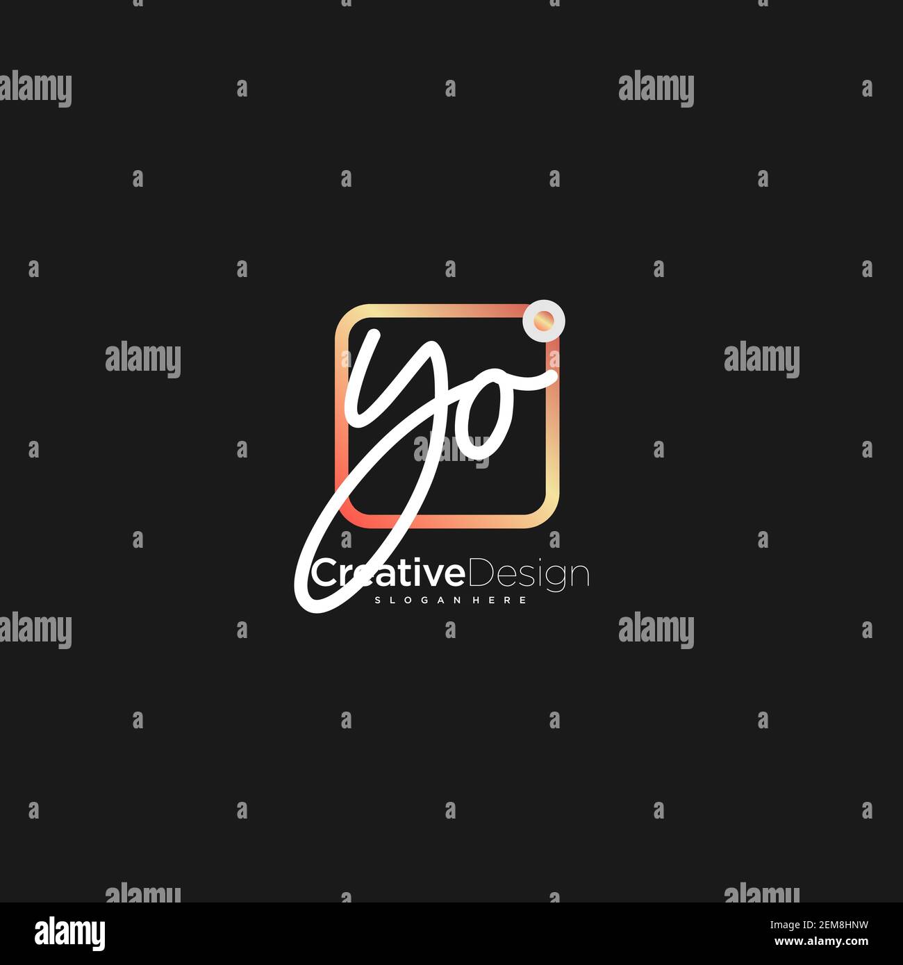 YO Initial Letter handwriting logo hand drawn colorful box vector, logo ...