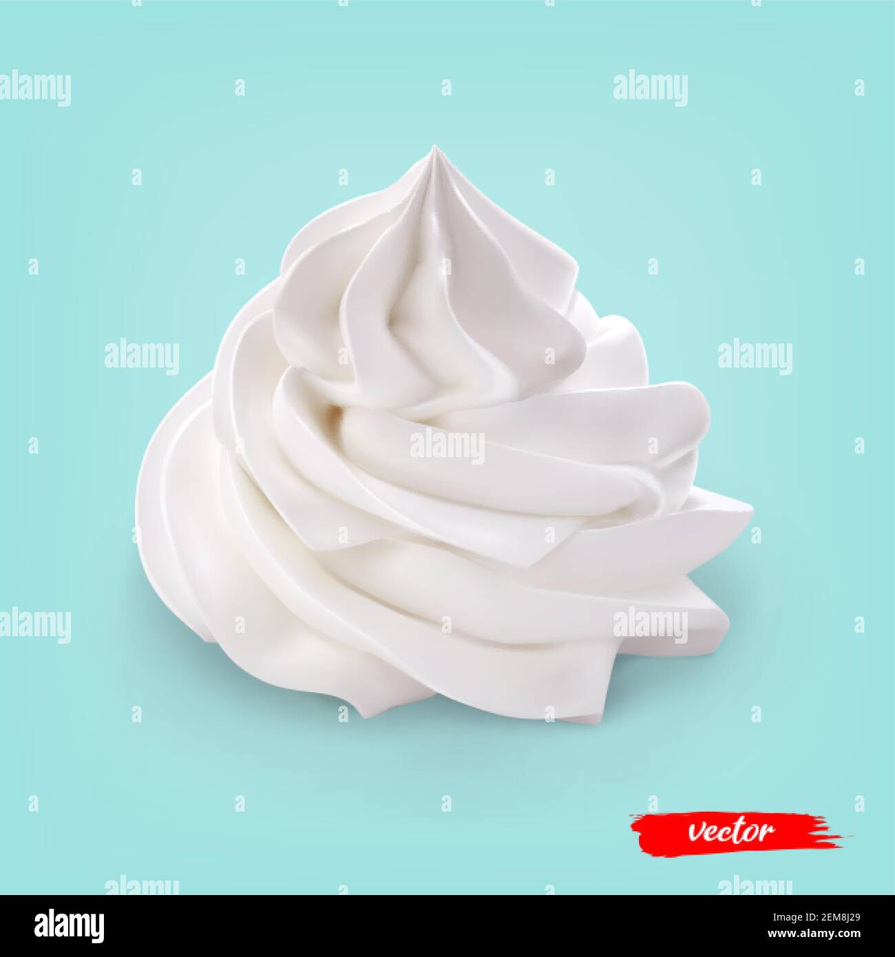 Whipped Cream swirl isolated on white background. 3d realistic vector ...