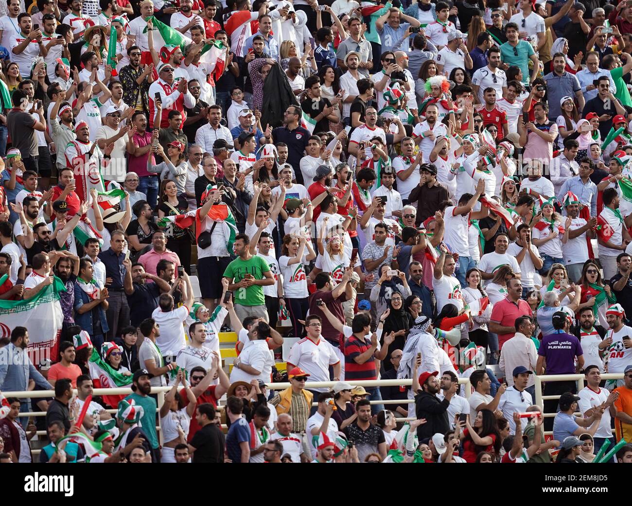 January 12, 2019 : Iranian fans celebrating scoring to 2-0 during ...